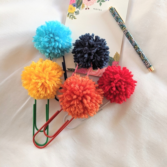 Hand Crafted | Office | New Jumbo Pom Paper Clip Set | Poshmark